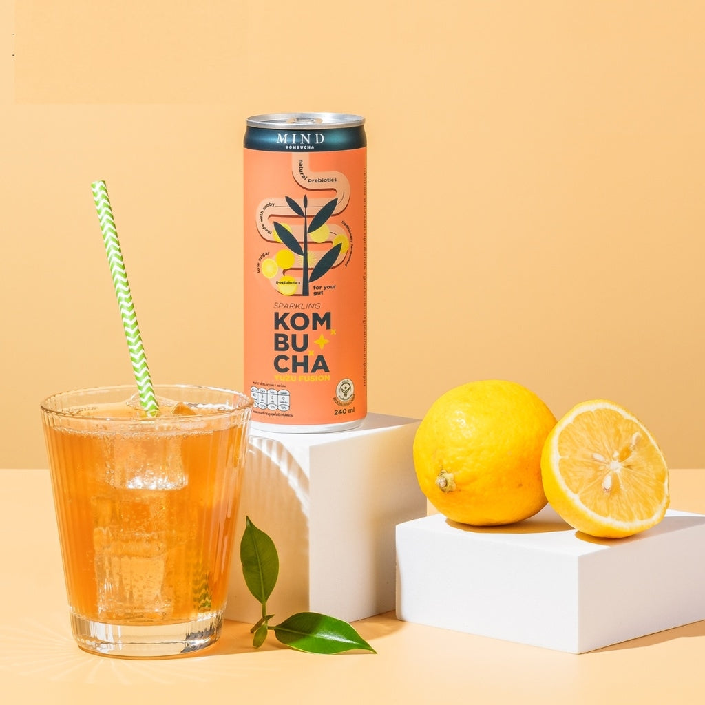 MIND Kombucha มายด์ คอมบูชะ เครื่องดื่มชาหมักสปาร์คกลิ้ง รสยูสุฟิวชั่น Sparkling - Yuzu Fusion ...