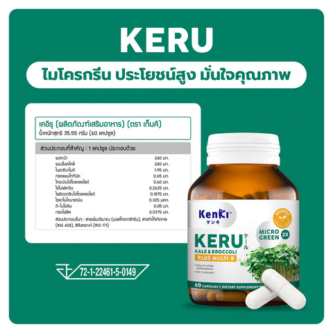 Kenki Keru Microgreen Capsule of Broccoli, Kale +Vitamin B เก็นคิ เคอิรุ แคปซูลผงไมโครกรีนเคลและ ...