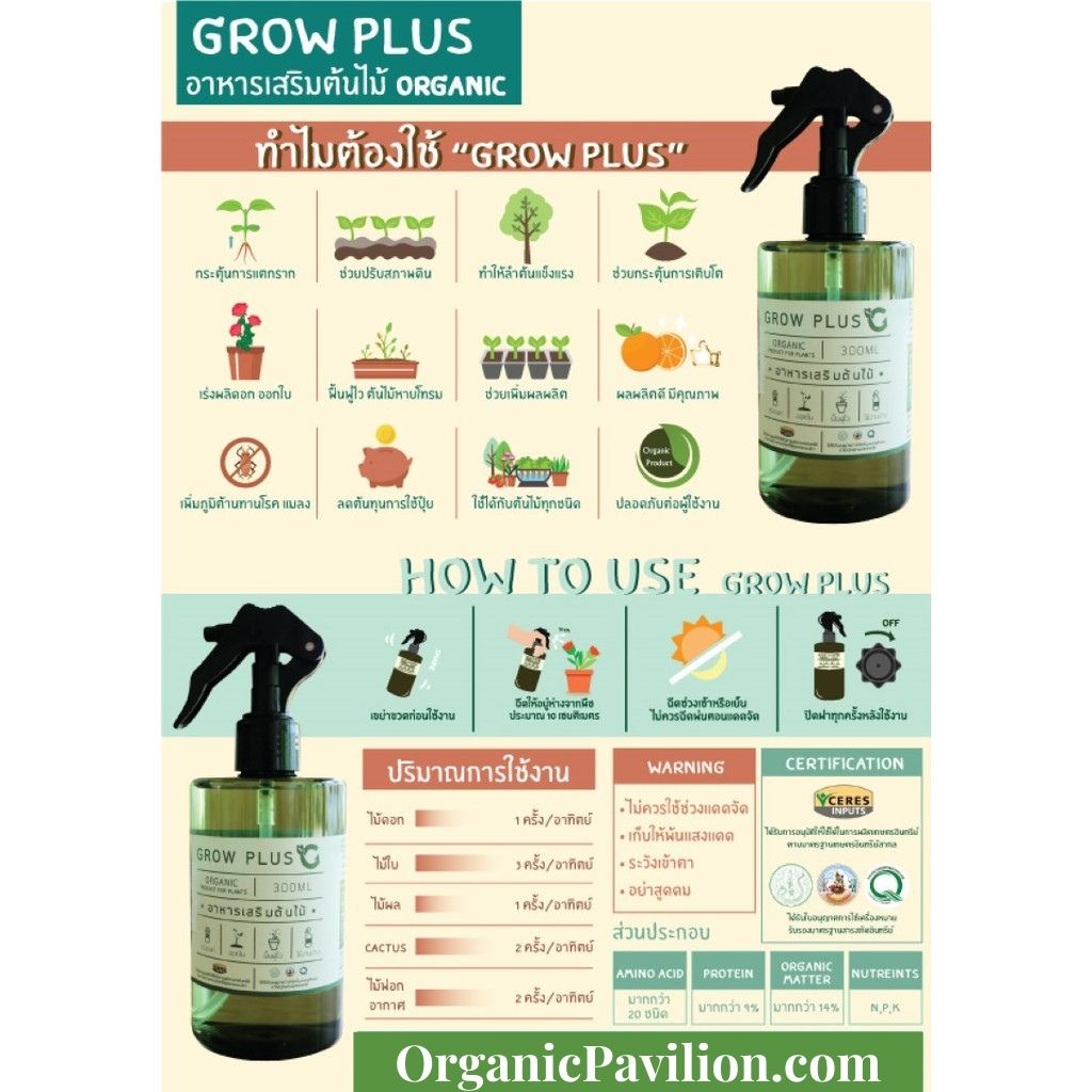 GROW PLUS Plant Biostimulants (300ml) | Organic Pavilion