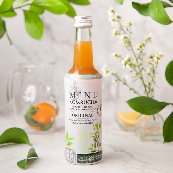 MIND Kombucha - Original Flavor มายด์ คอมบูชะ ชาหมักพร้อมดื่มแบบขวดแก้ว รสออริจินัล (250 ml ...